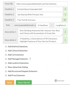 [Product Update] Expanded Text Ad Preview Tool Updated - Karooya