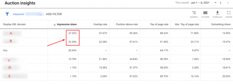 How to read Google Ads Auction Insight Report? - Karooya